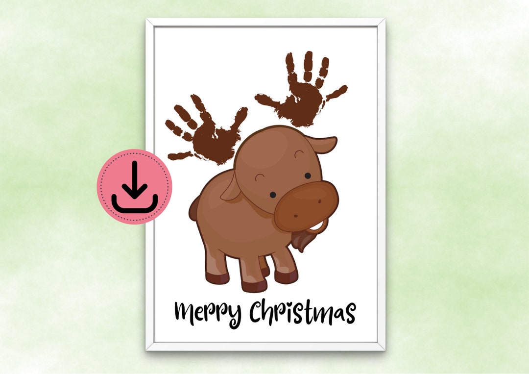 Handprint Picture Reindeer Rudolph Deer Gift From Children Christmas ...