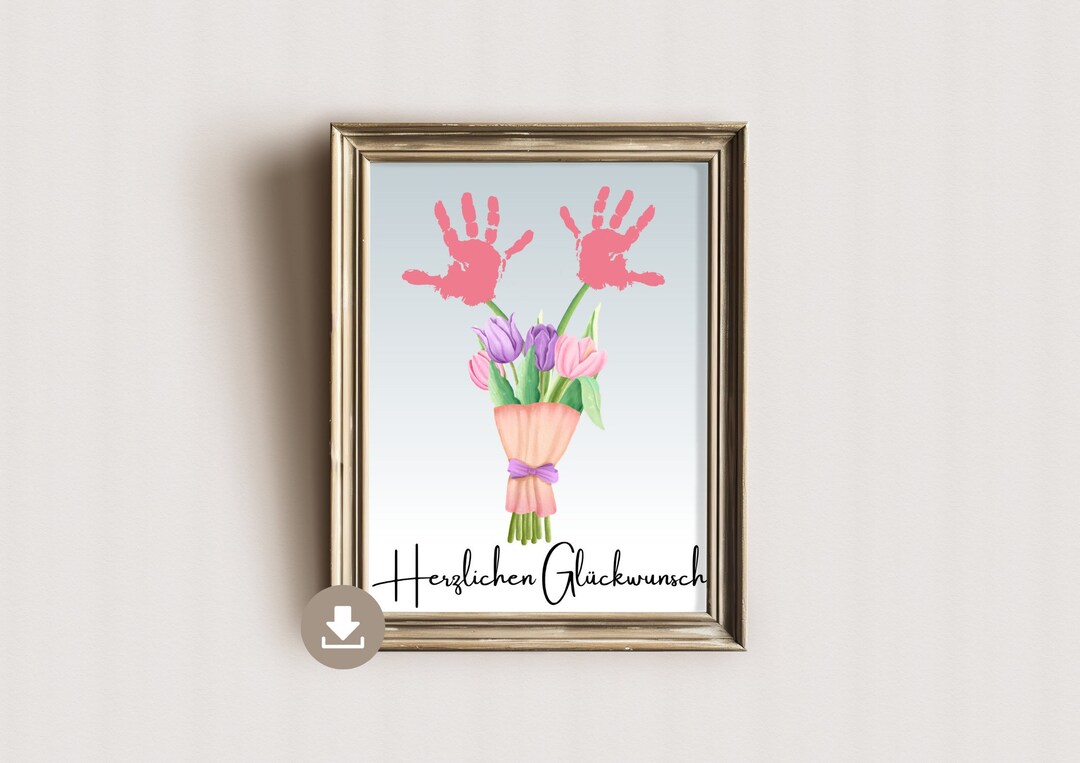 Handprint Picture Bouquet - Gift From Children - Congratulations Card ...