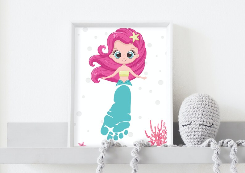 Mermaid Footprint - Little Mermaid Tail Girl - Pink Blue - Children ...
