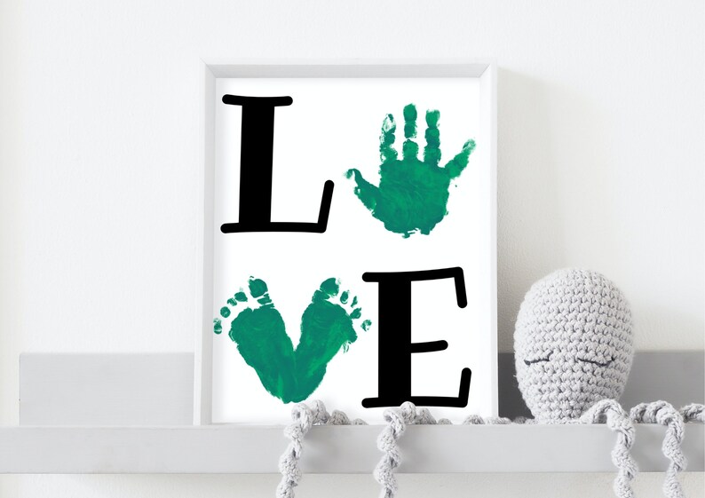 LOVE Handprint and Footprint Picture - DIN A4 - Handprint Newborn Baby ...