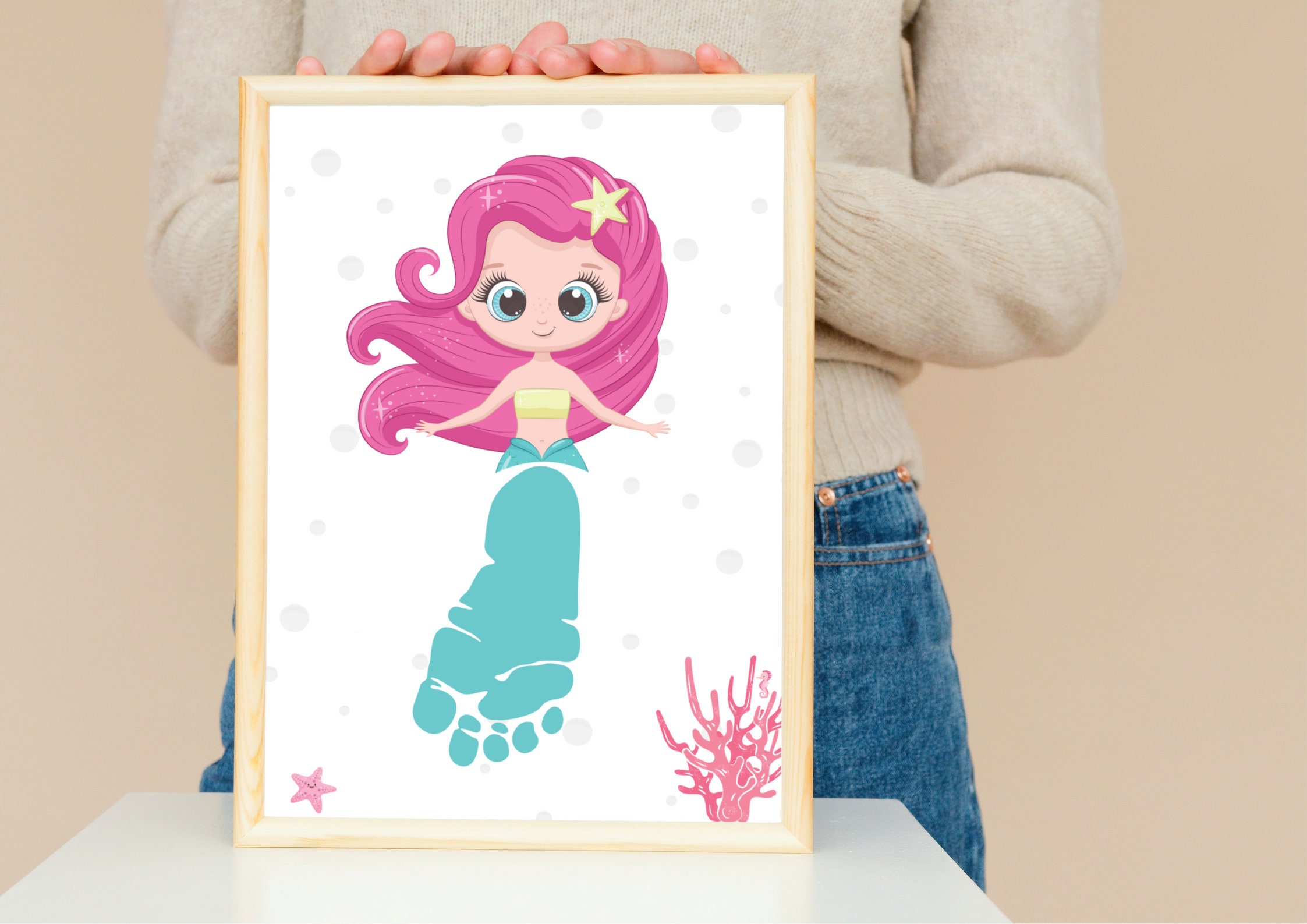 Mermaid Footprint Little Mermaid Tail Girl Pink Blue - Etsy