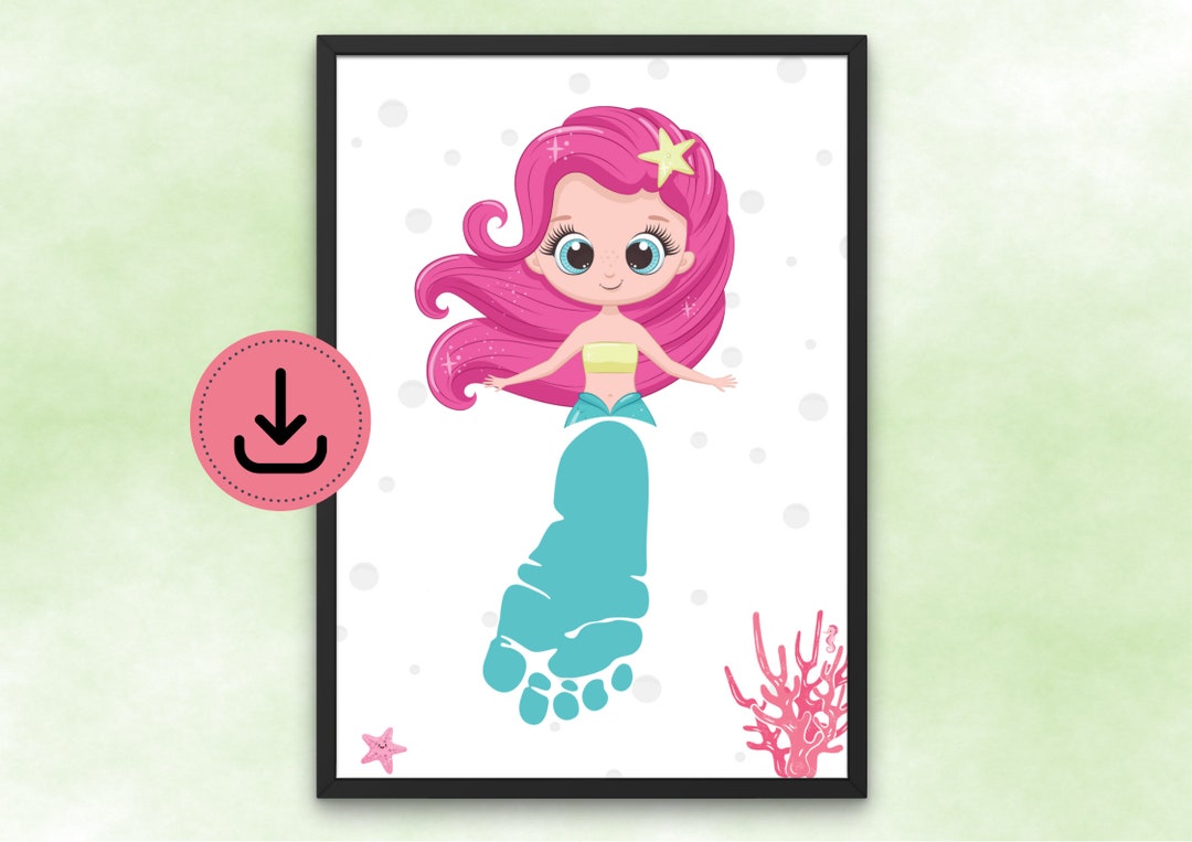 Mermaid Footprint Little Mermaid Tail Girl Pink Blue - Etsy