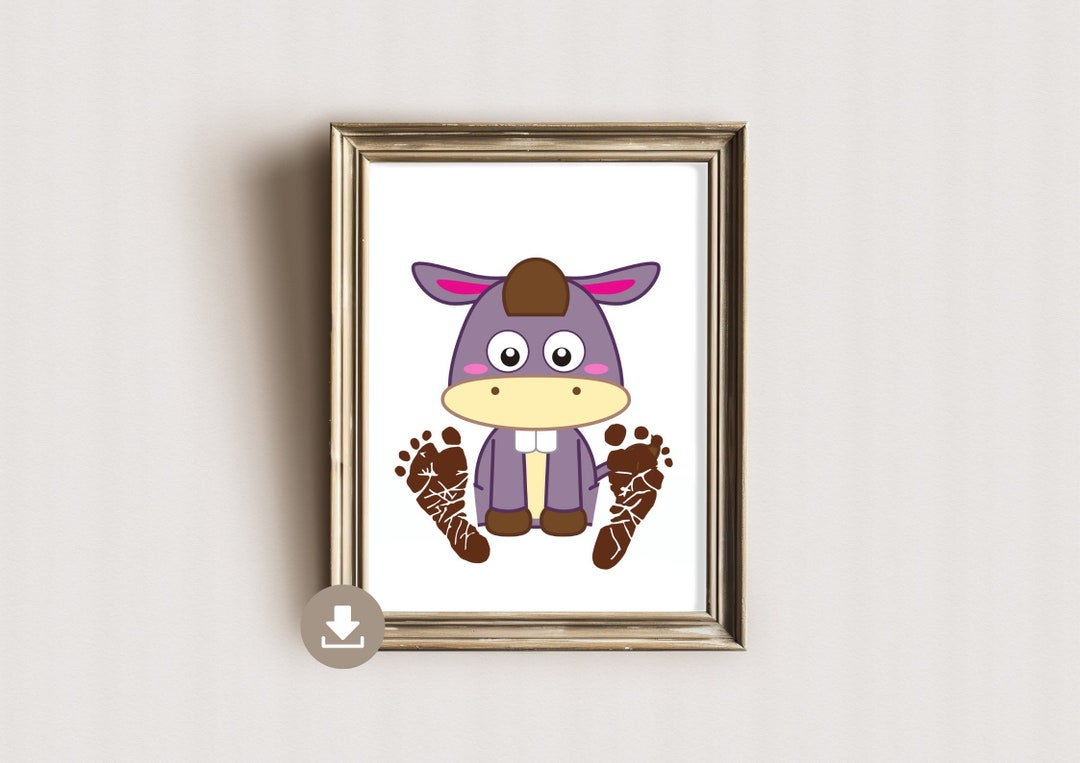 Footprint Picture Donkey Gift From Children Baby Print Poster DIN A4 ...