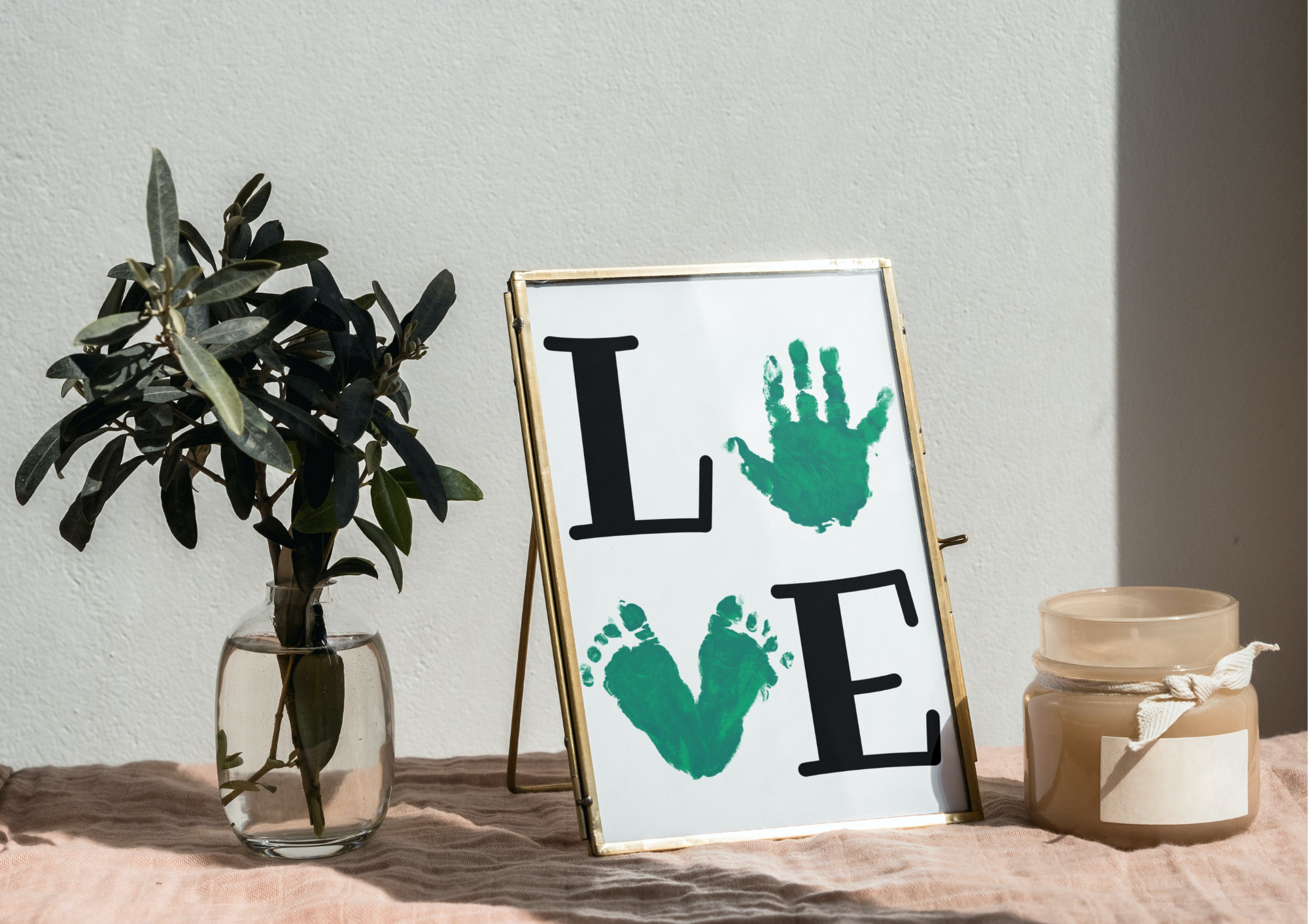 LOVE Handprint and Footprint Picture - DIN A4 - Handprint Newborn Baby ...