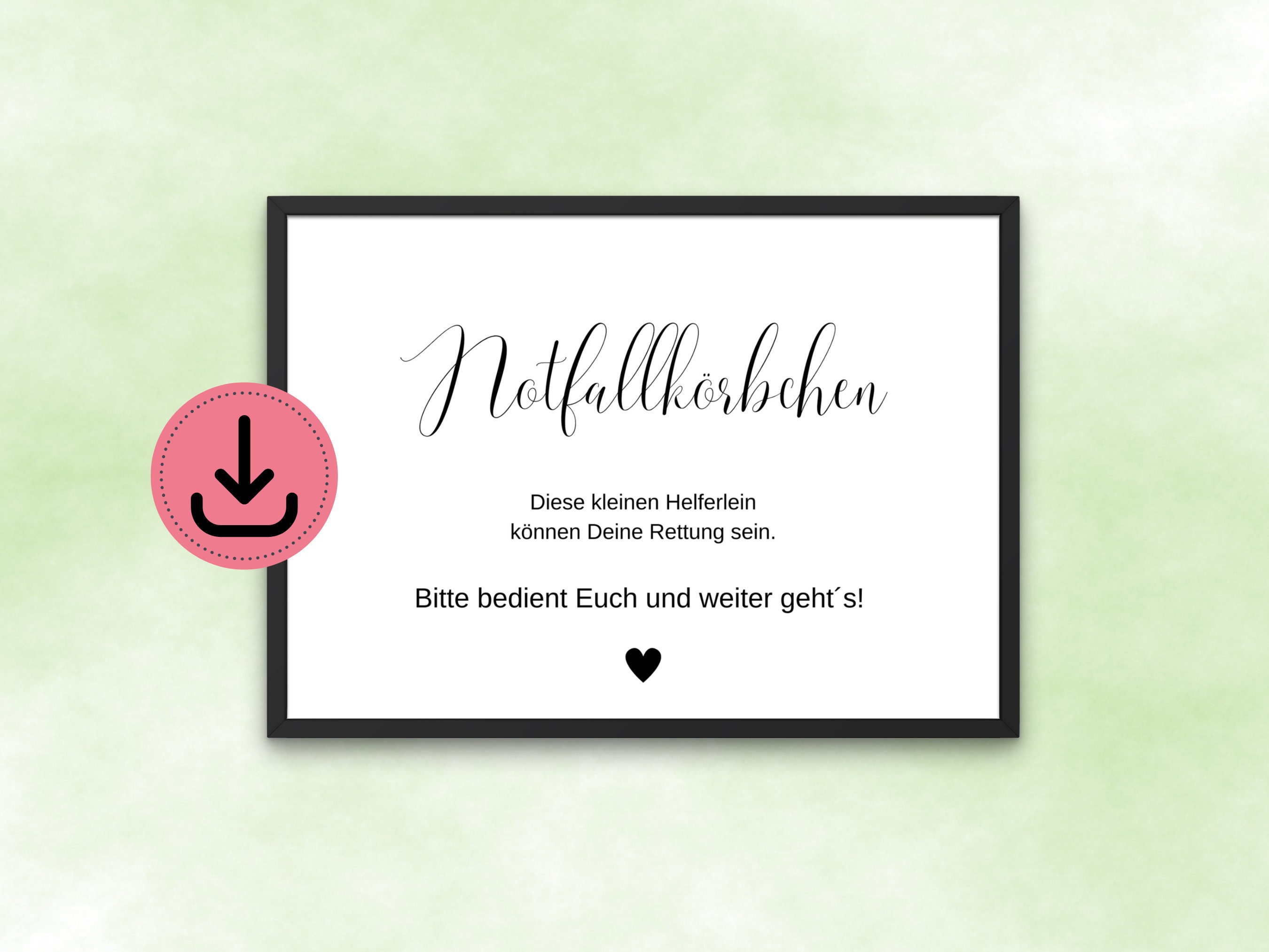 Notfallkörbchen Schild - zum direkt ausdrucken - in DIN A5 / DIN A6 ...