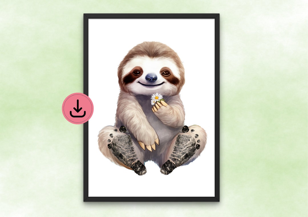 Baby Footprint Picture Sloth Footprints Newborn Baby Gift for Birth ...