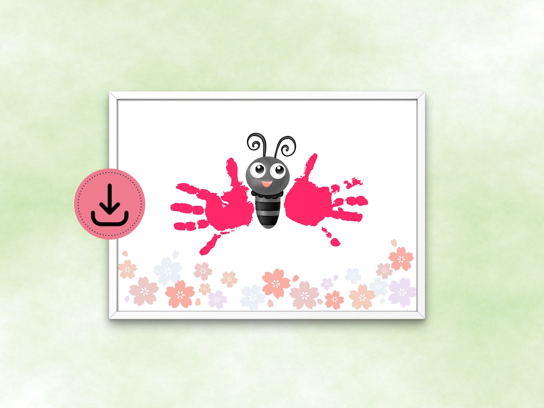Handprint Picture Butterfly With Flowers - Gift From Children - Baby ...