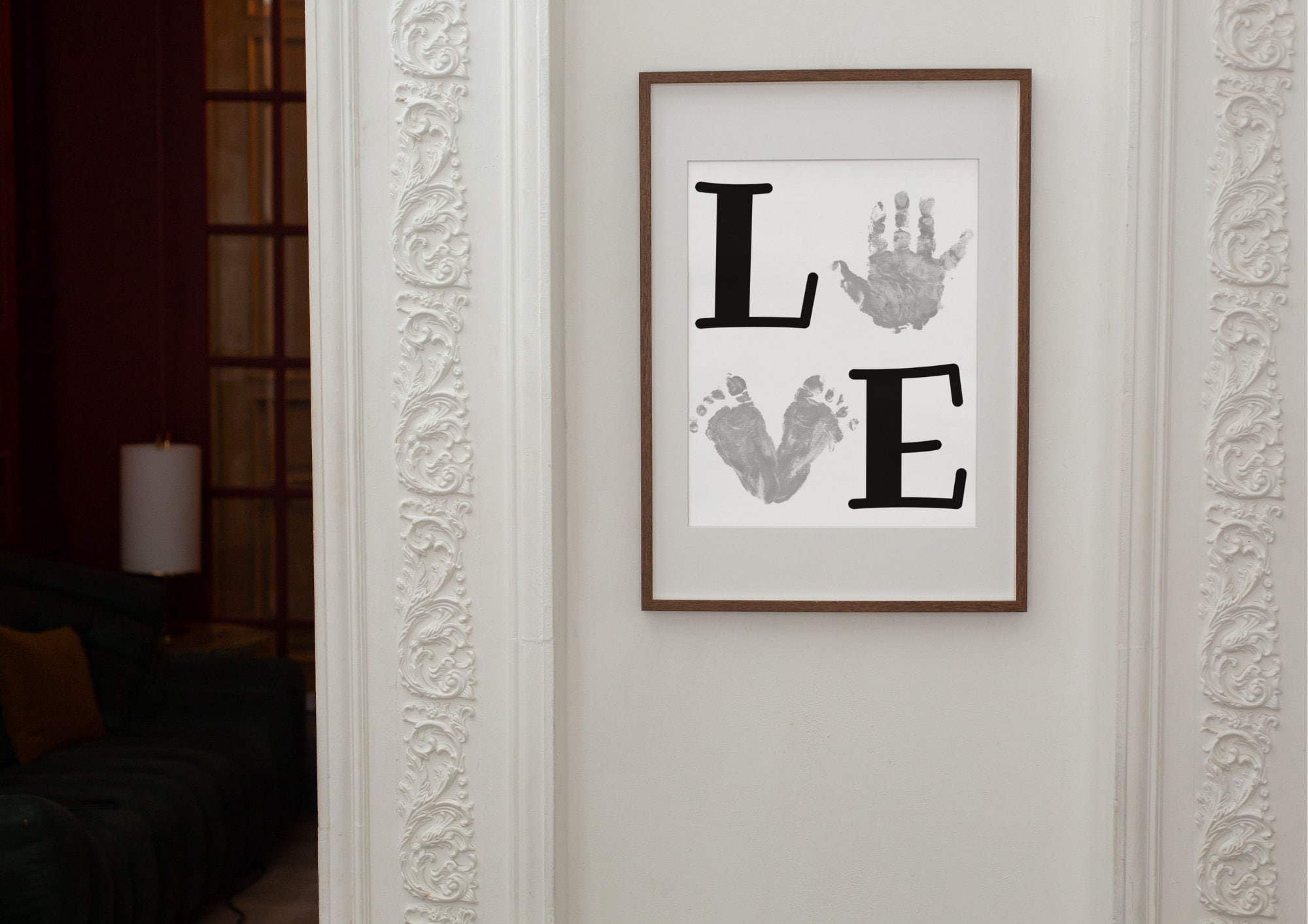 LOVE Handprint and Footprint Picture - DIN A4 - Handprint Newborn Baby ...