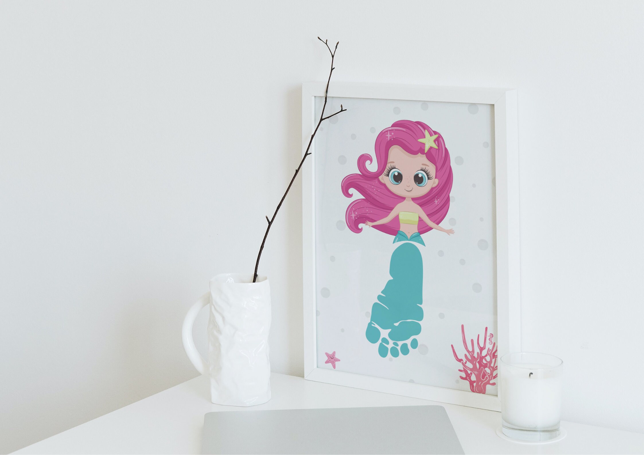 Mermaid Footprint Little Mermaid Tail Girl Pink Blue - Etsy