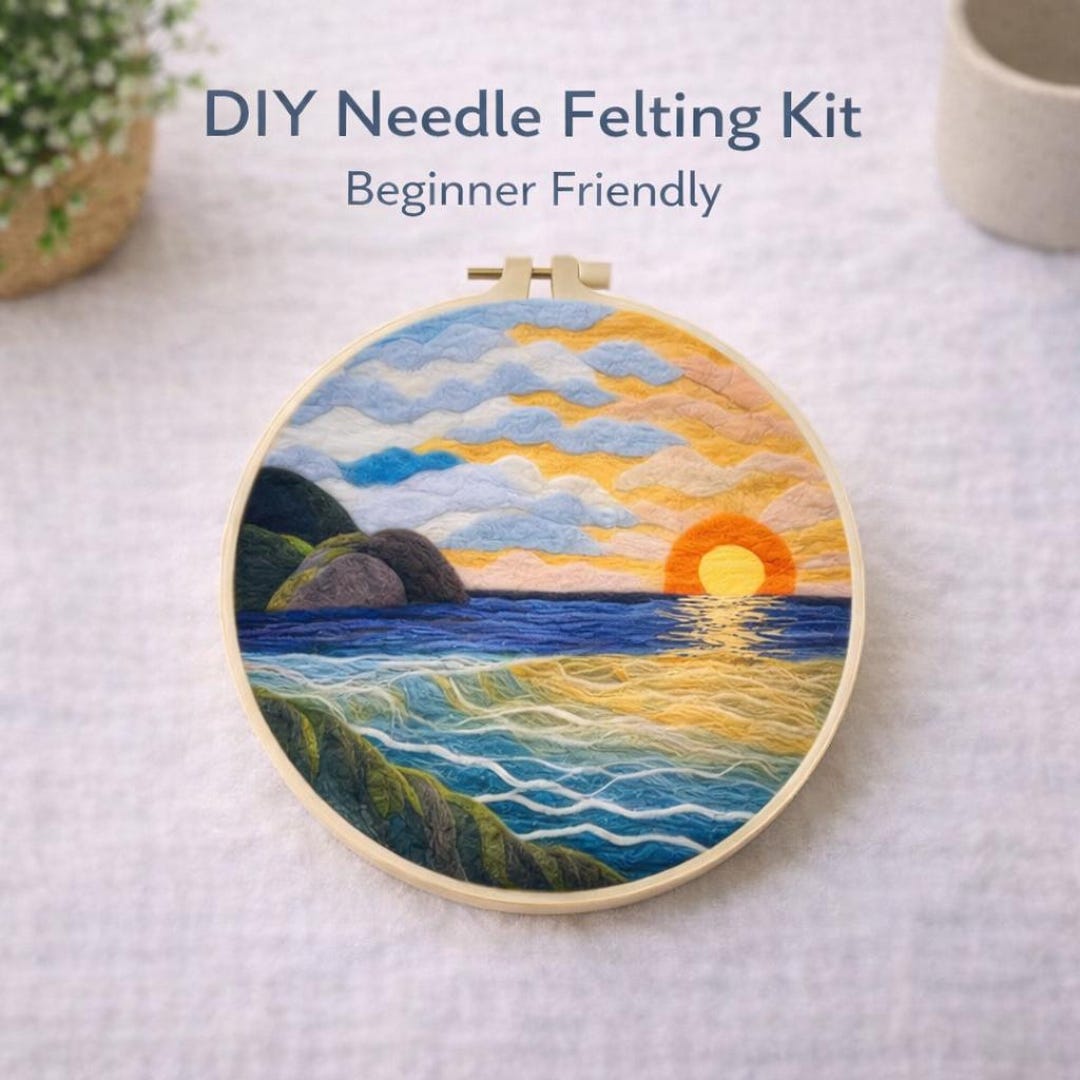 DIY Needle Felting Kit – Ocean Sunset, Beginner Craft Set - Etsy
