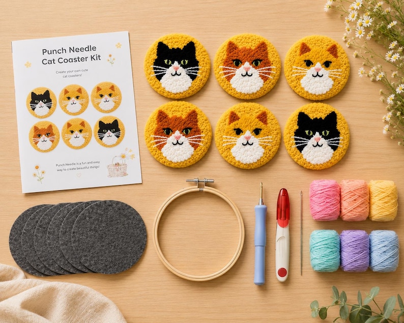 Handmade Crochet Cat Coasters, Cozy Home Decor - Etsy