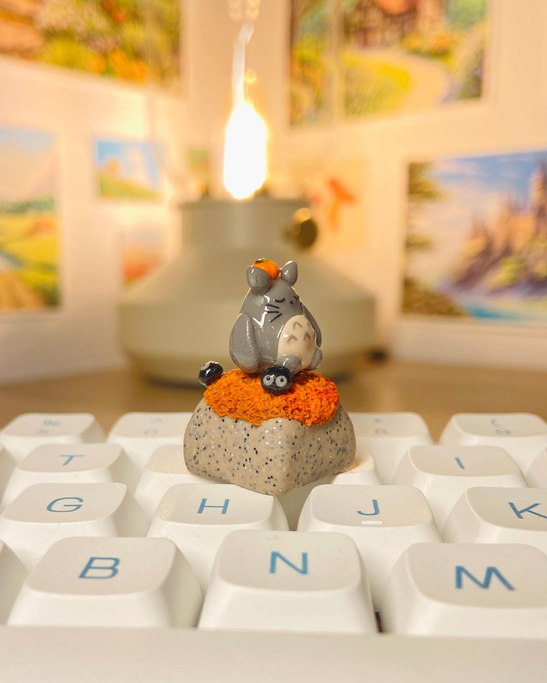 Totoro and Soot Sprites Keycap Studio Ghibli Keycap Autumn/fall Artisan ...