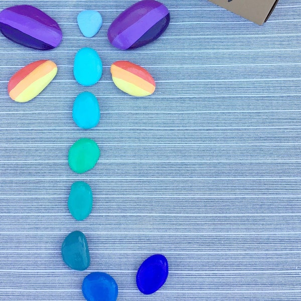 Ladybug PNW Rocks Set of 10 Genuine Beach Rocks Hand Painted Teal ...