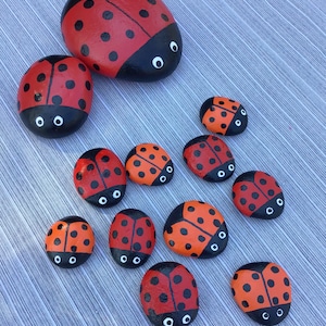 Ladybug Hand Painted Rocks | Set of 10 | Orange and Red Ladybug Rocks ...