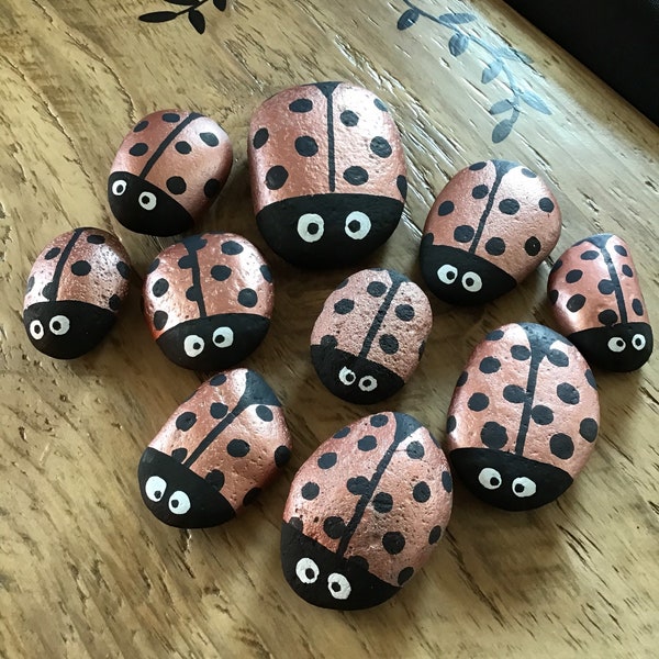 Ladybug Painted Rocks - Etsy