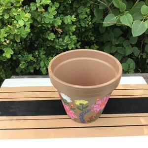 6 Inch Hand Painted Terracotta Pot Whimsical Floral Plant - Etsy