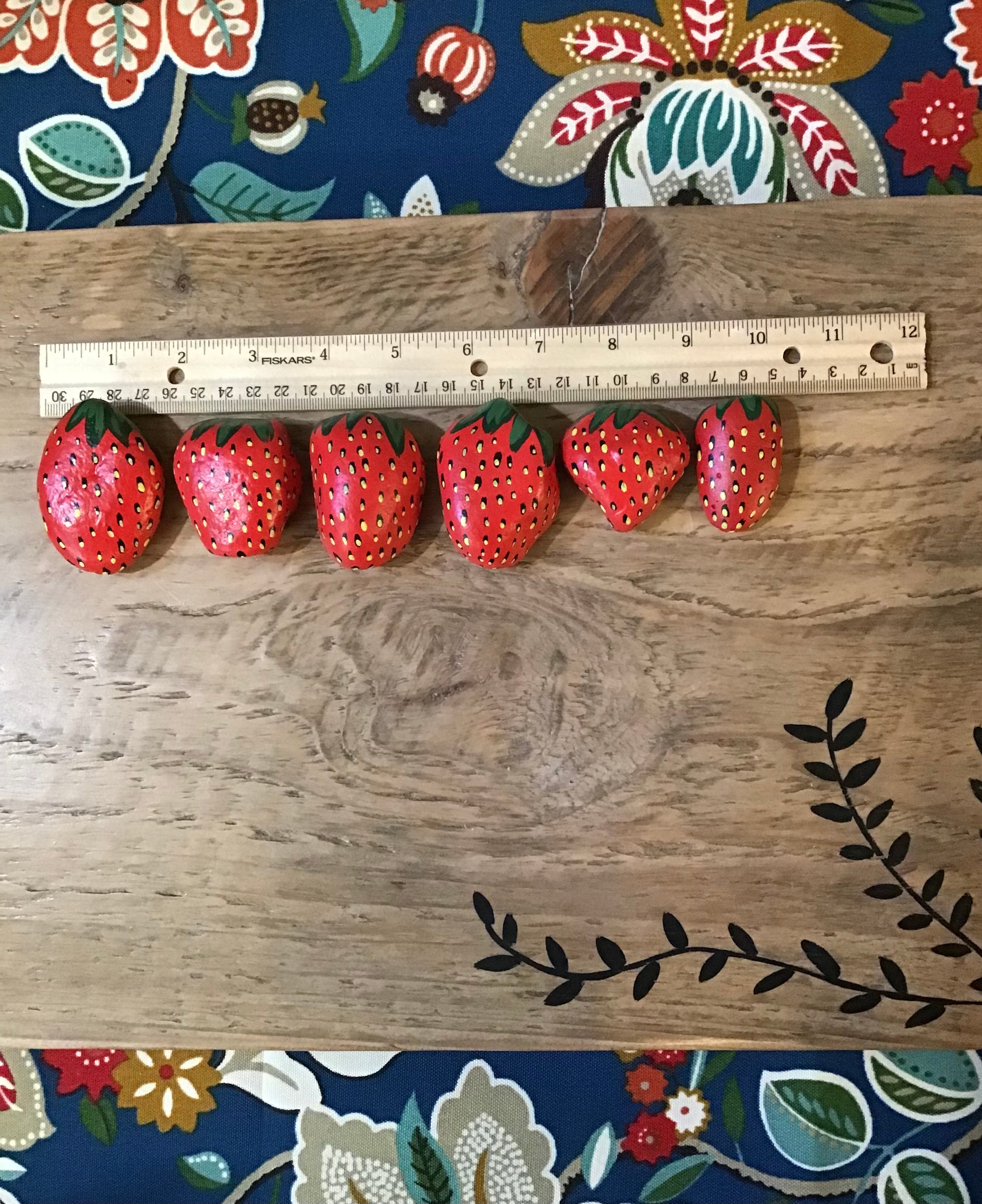 Set of 6 | Painted Strawberry Rocks | Strawberry Rocks for the Garden ...