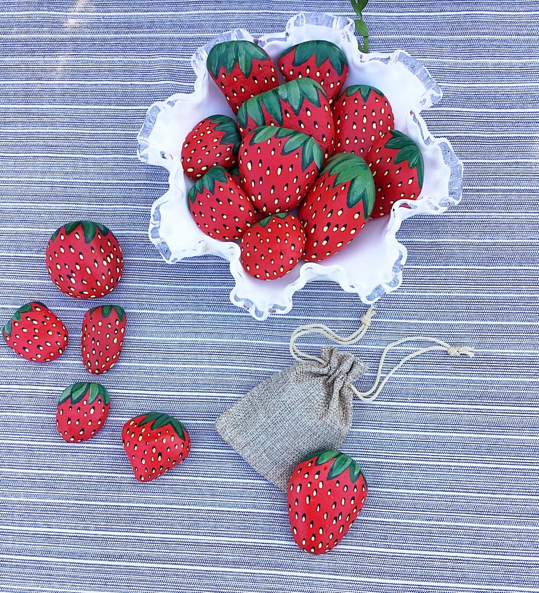 Set of 6 | Painted Strawberry Rocks | Strawberry Rocks for the Garden ...