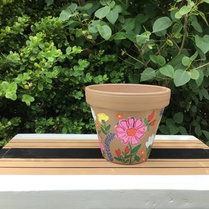 6 Inch Hand Painted Terracotta Pot Whimsical Floral Plant - Etsy