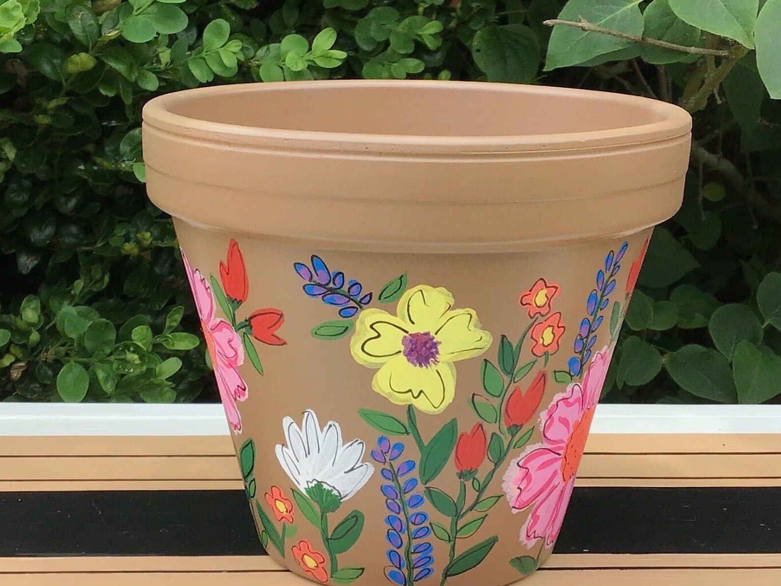 6 Inch Hand Painted Terracotta Pot Whimsical Floral Plant - Etsy