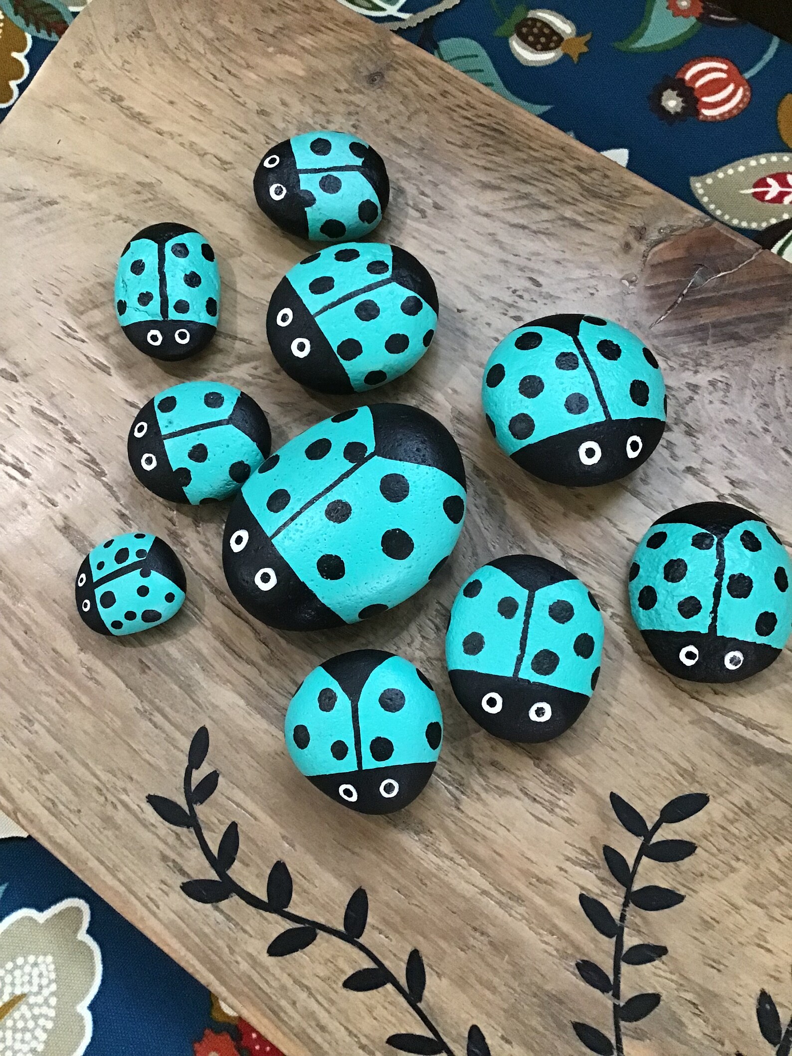 Ladybug PNW Rocks | Set of 10 | Genuine Beach Rocks | Hand Painted Teal ...