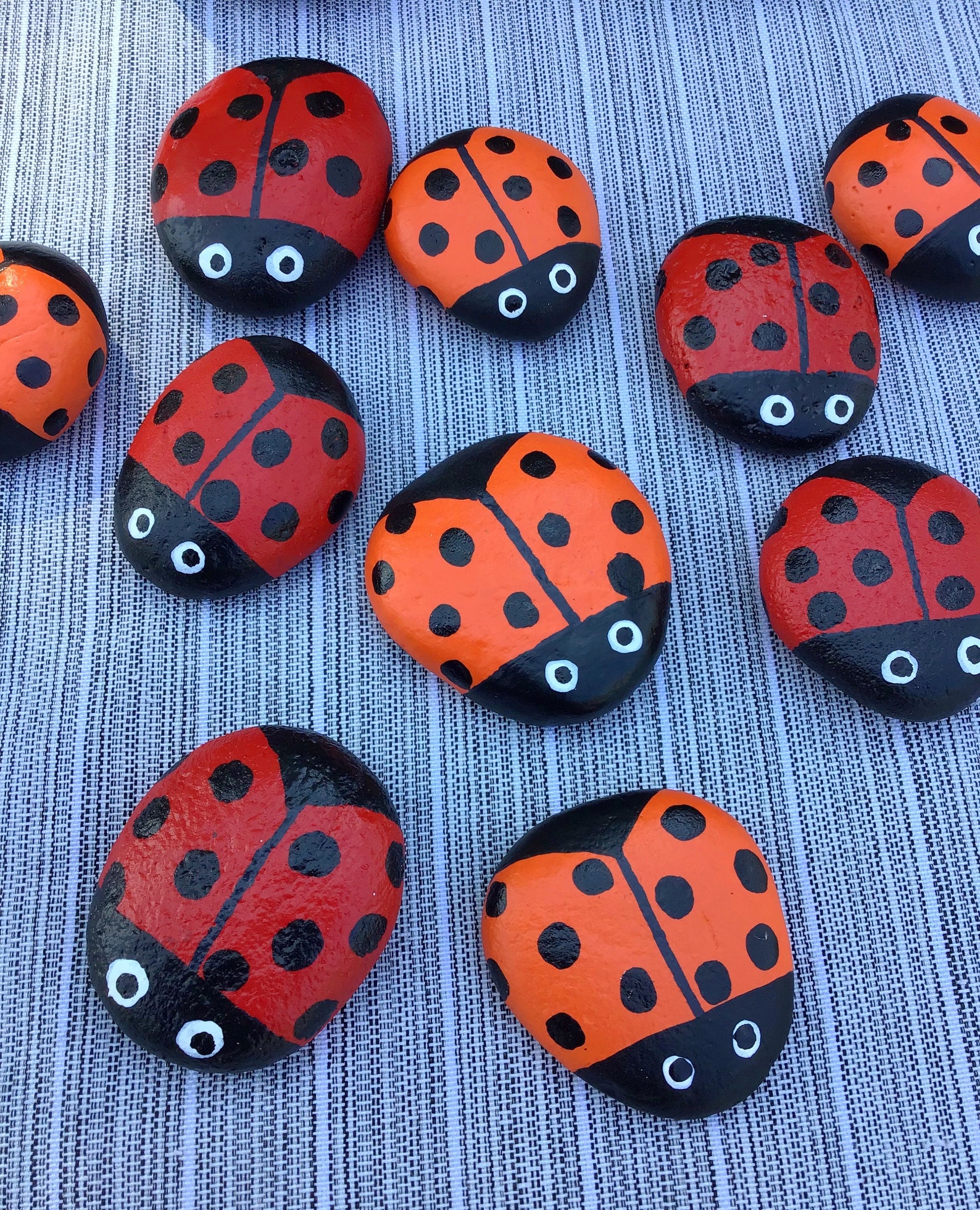 Ladybug Hand Painted Rocks | Set of 10 | Orange and Red Ladybug Rocks ...