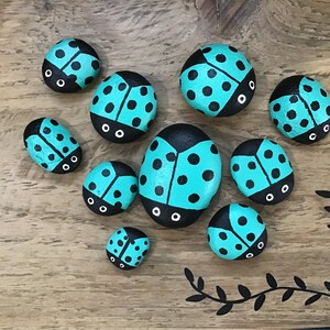 Ladybug PNW Rocks | Set of 10 | Genuine Beach Rocks | Hand Painted Teal ...