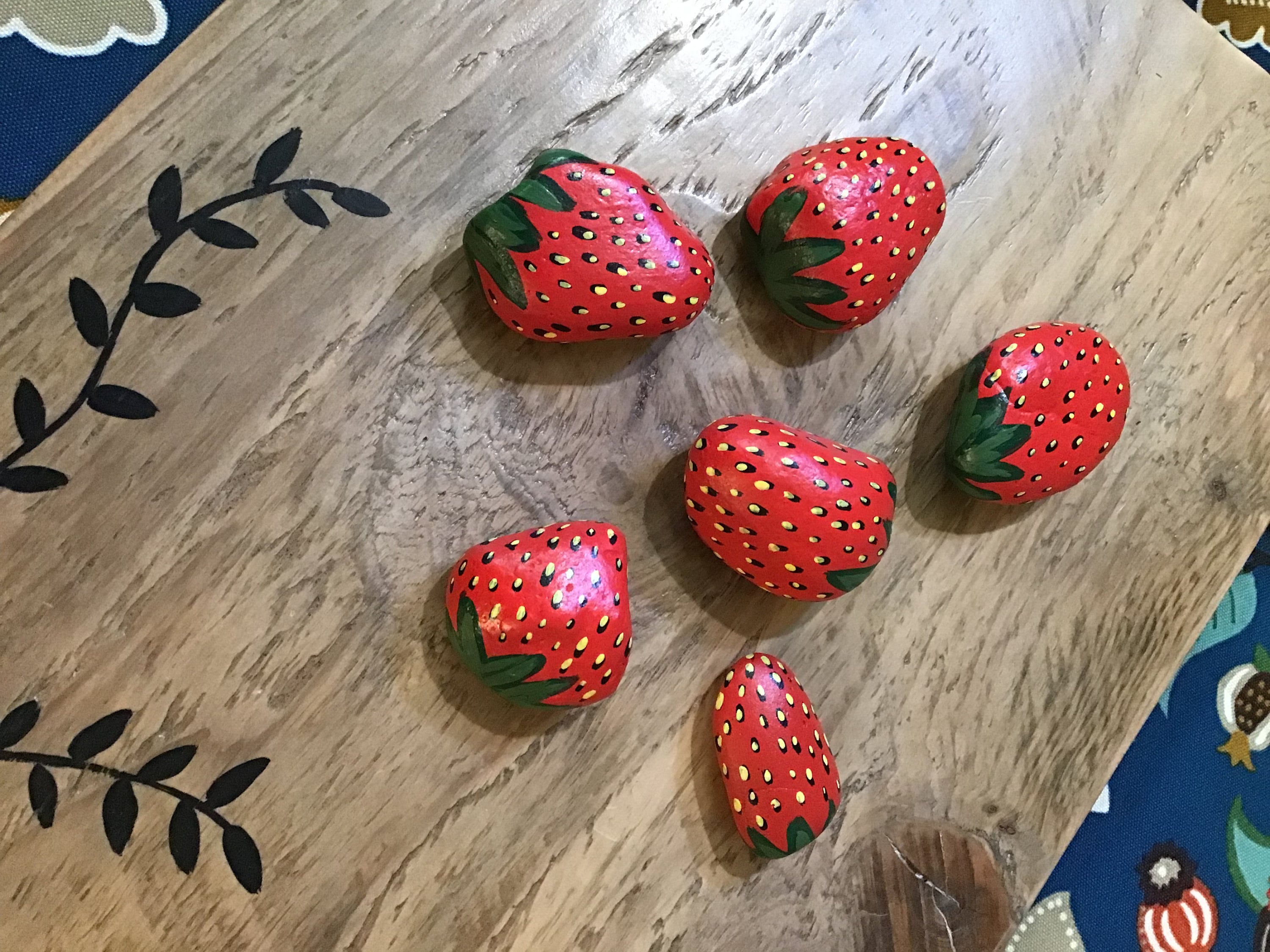 Set of 6 | Painted Strawberry Rocks | Strawberry Rocks for the Garden ...