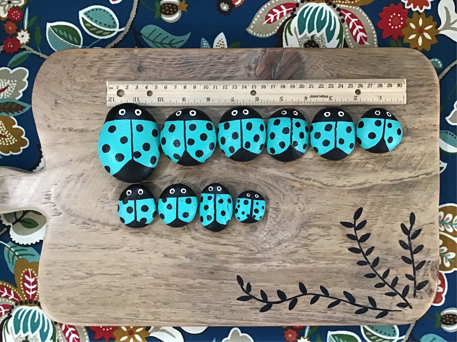 Ladybug PNW Rocks | Set of 10 | Genuine Beach Rocks | Hand Painted Teal ...