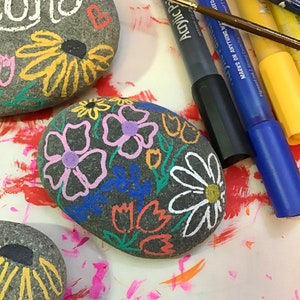 DIY Coloring Rocks | Hand Drawn for You to Finish | Set of 4 | Genuine ...