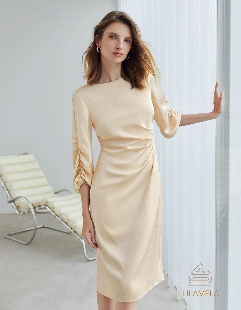 Elegant Silk Dress Midi Silk Dress Bridesmaid Dress - Etsy