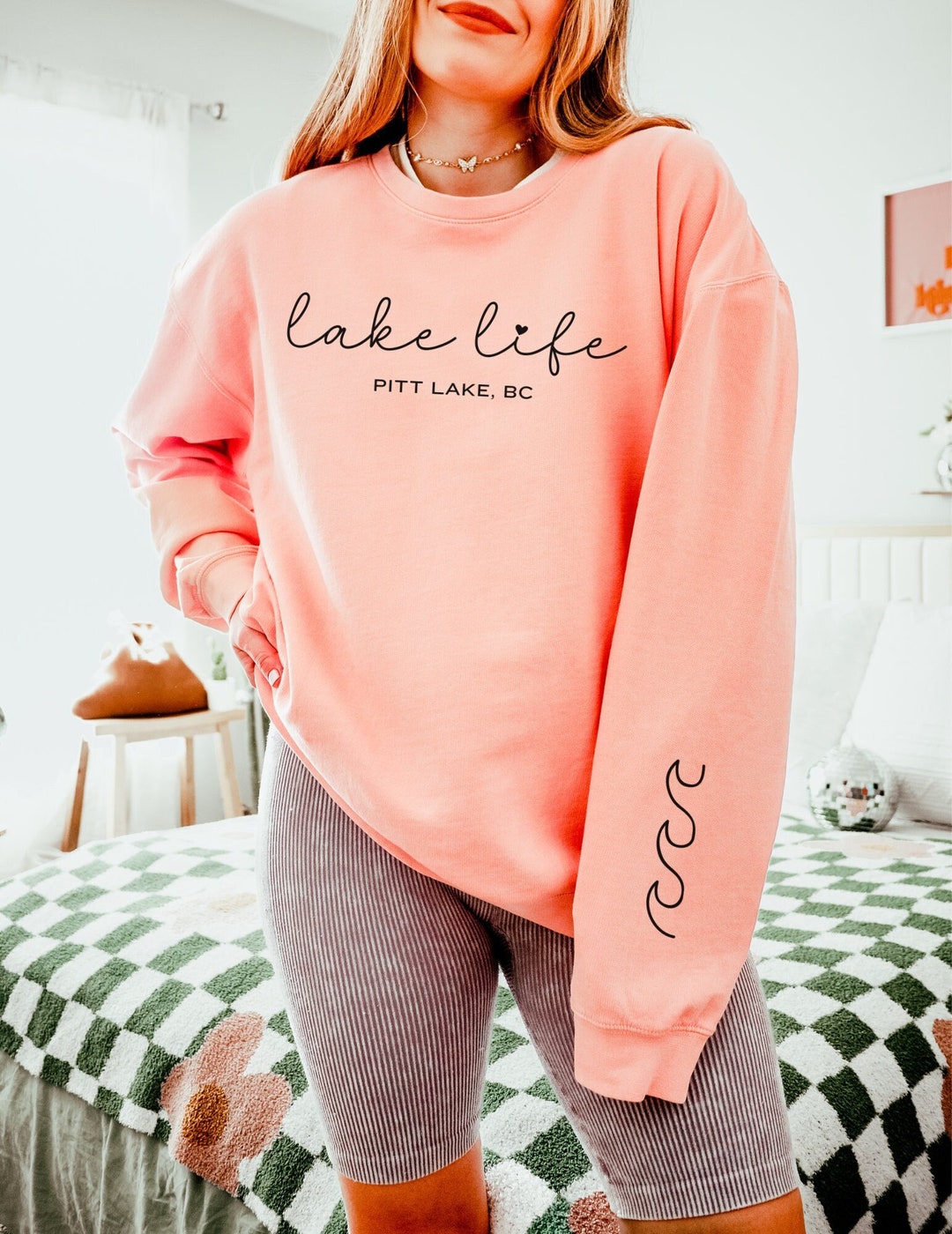 Personalized Lake Life Comfort Colors Sweatshirt Sleeve Print, Custom ...