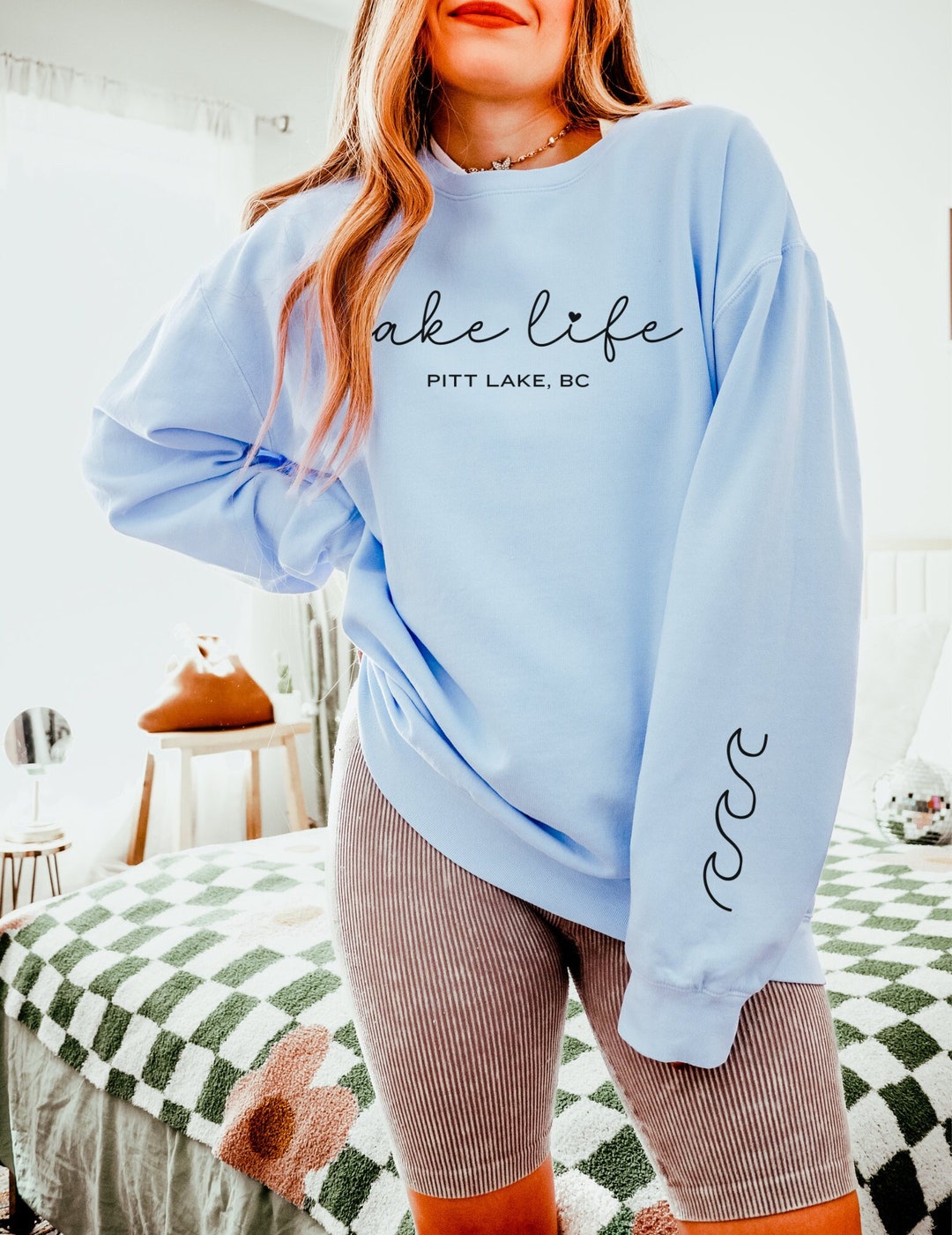 Personalized Lake Life Comfort Colors Sweatshirt Sleeve Print, Custom ...