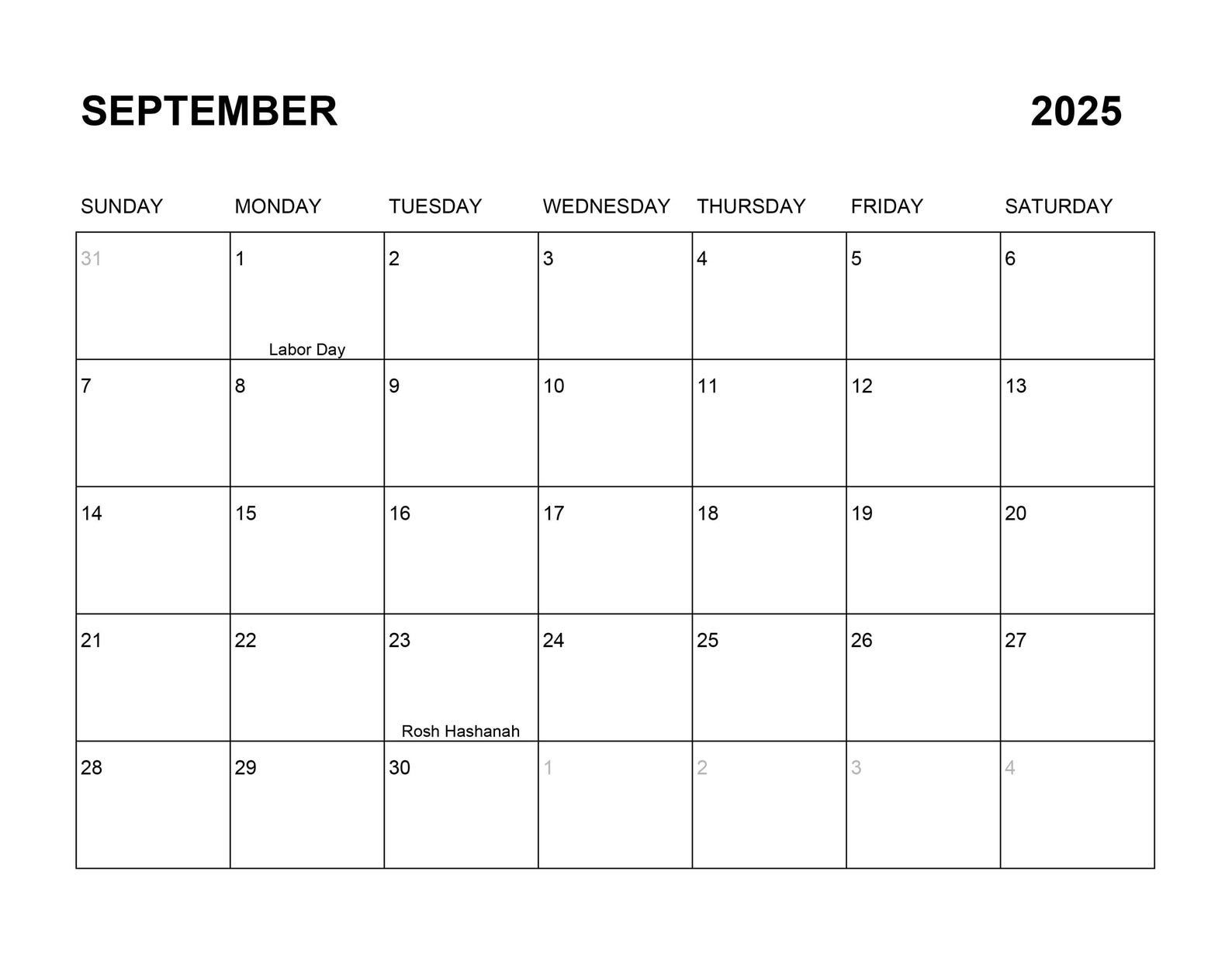2025 Monthly Calendar Grid, Create Your Own Calendar, Customizable ...