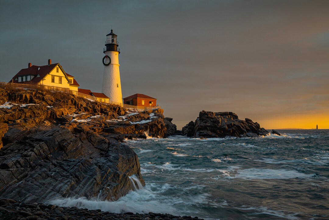 Portland Head Light Sunrise Print Portland Maine Wall Decor - Etsy