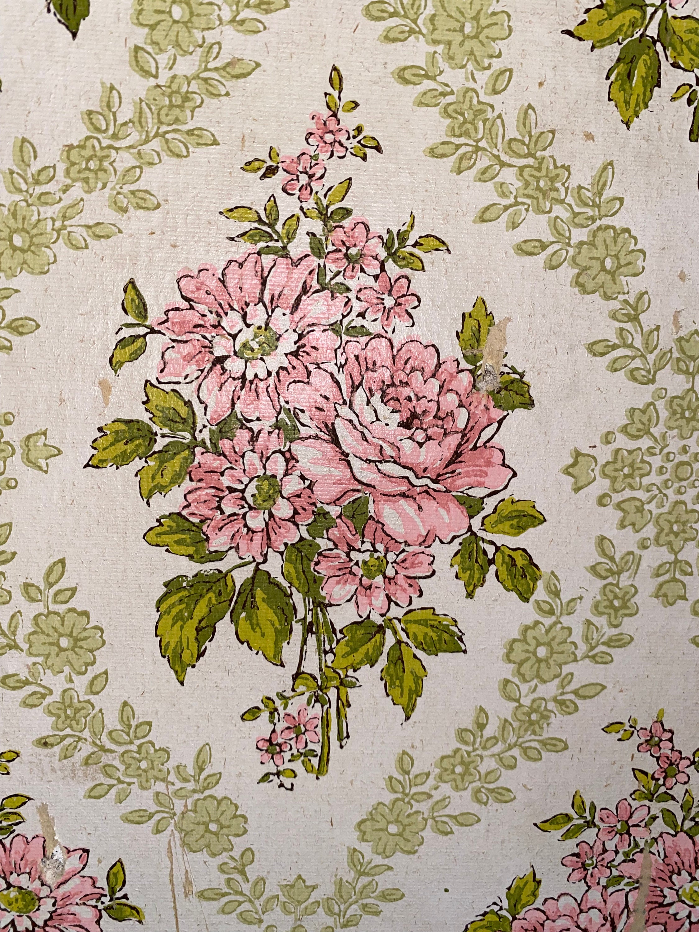 Pink Bouquet Inspired by Early 1900s Wallpaper Print - Digital Download ...