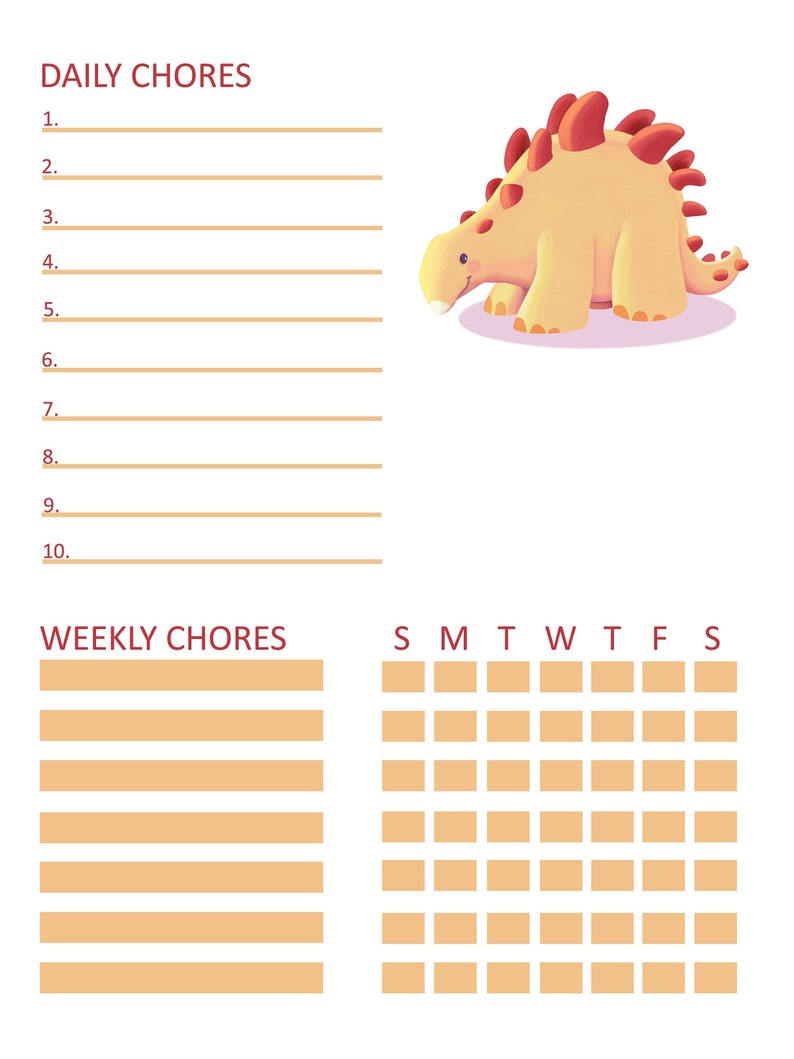 Editable Dino Chore Chart – Fun Printable Responsibility Chart for ...