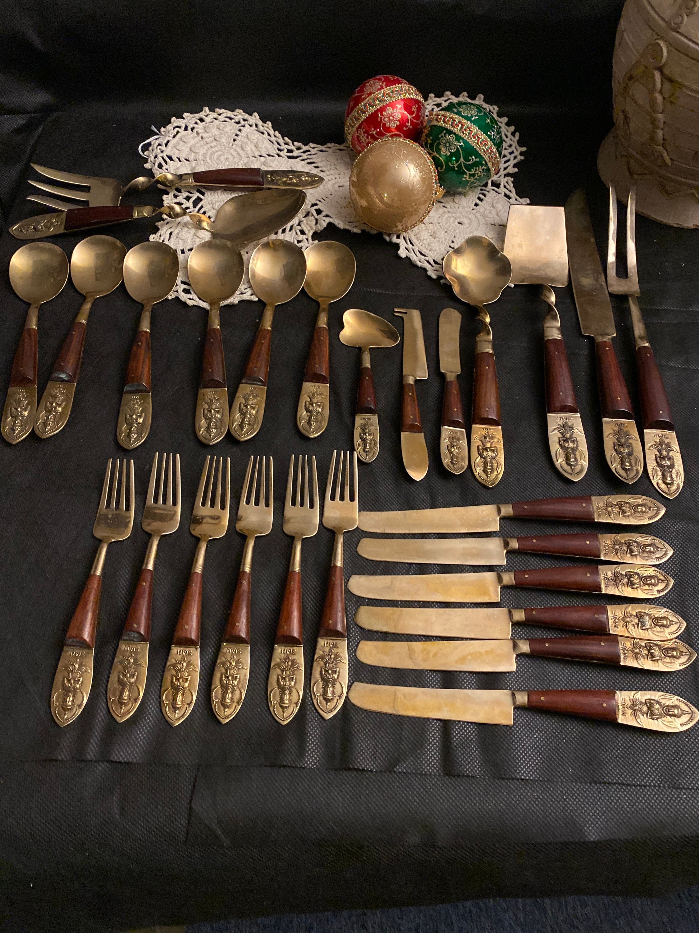 1960s Vintage Thai Buddha Bronze Teakwood Dinnerware. - Etsy