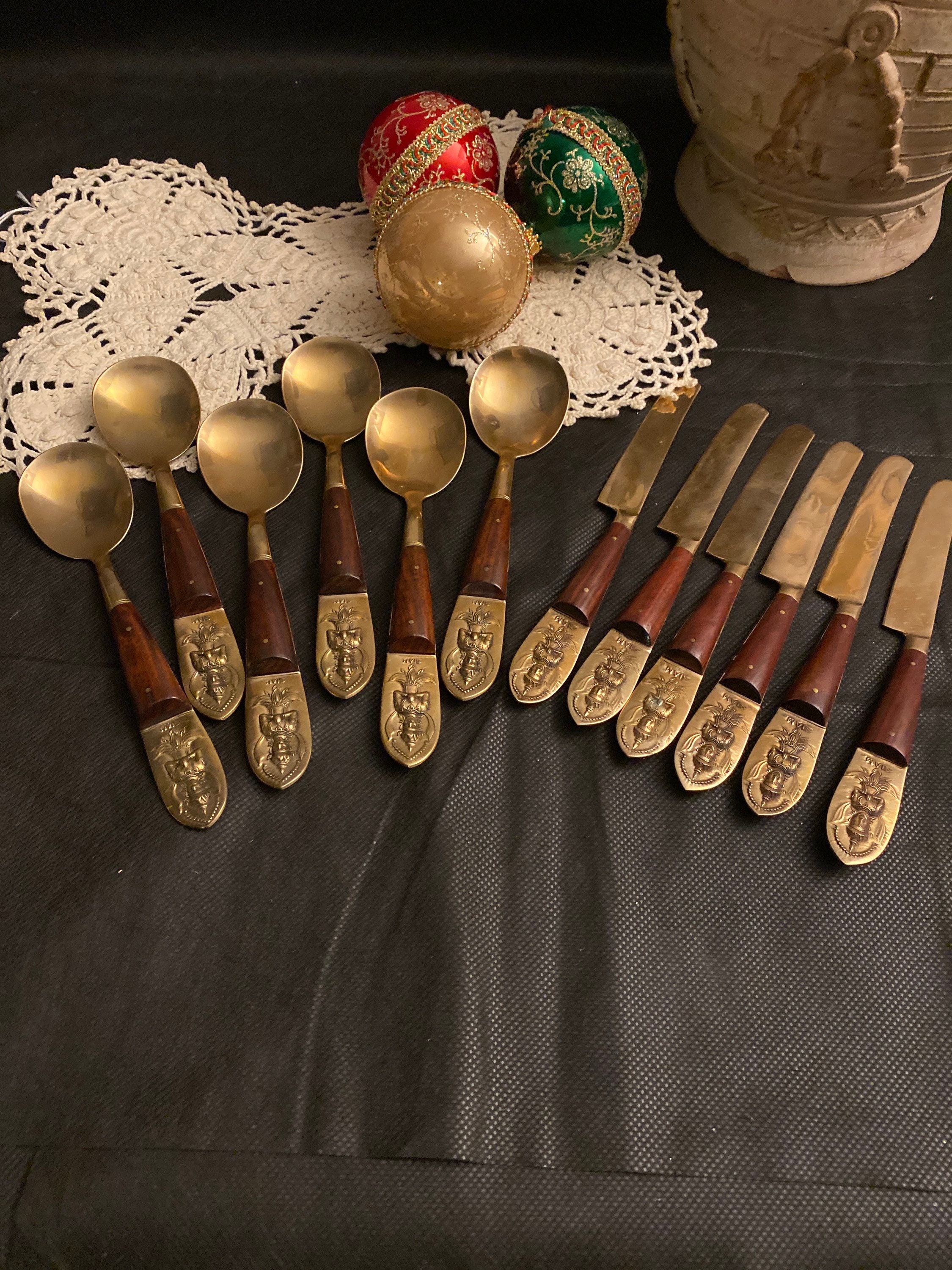 1960s Vintage Thai Buddha Bronze Teakwood Dinnerware. - Etsy