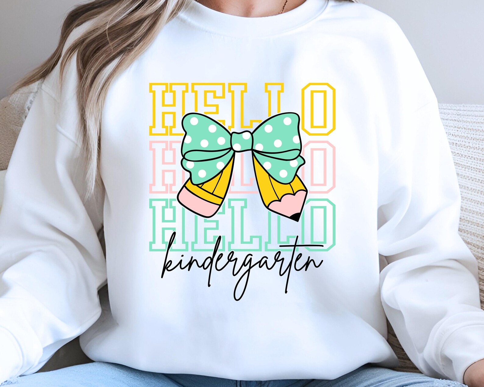 Hello Kindergarten Back to School PNG, Preppy Pencil Coquette Bow SVG ...