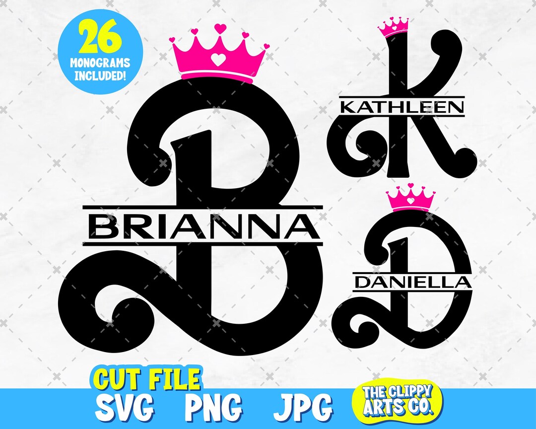 Retro Split Monogram Font SVG Bundle, Queen Crown SVG, Hand-drawn ...