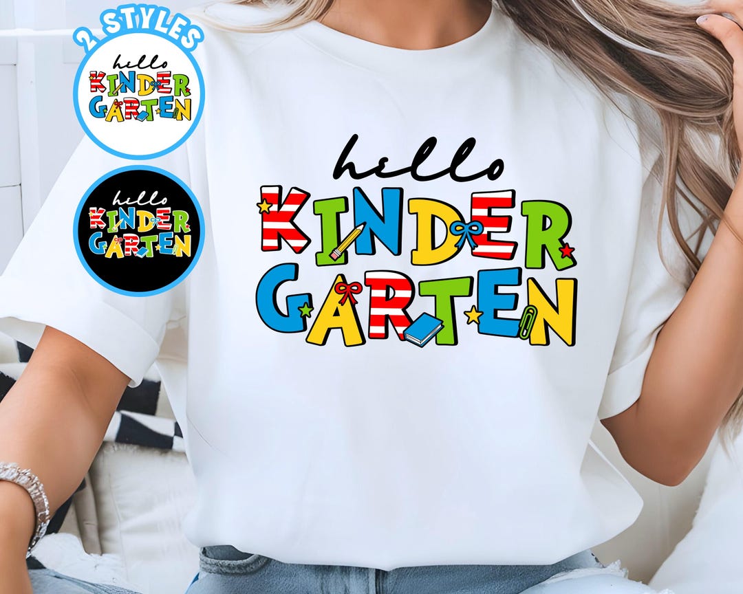 Preppy Hello Kindergarten Bundle PNG, Back to School Png, Teacher PNG ...