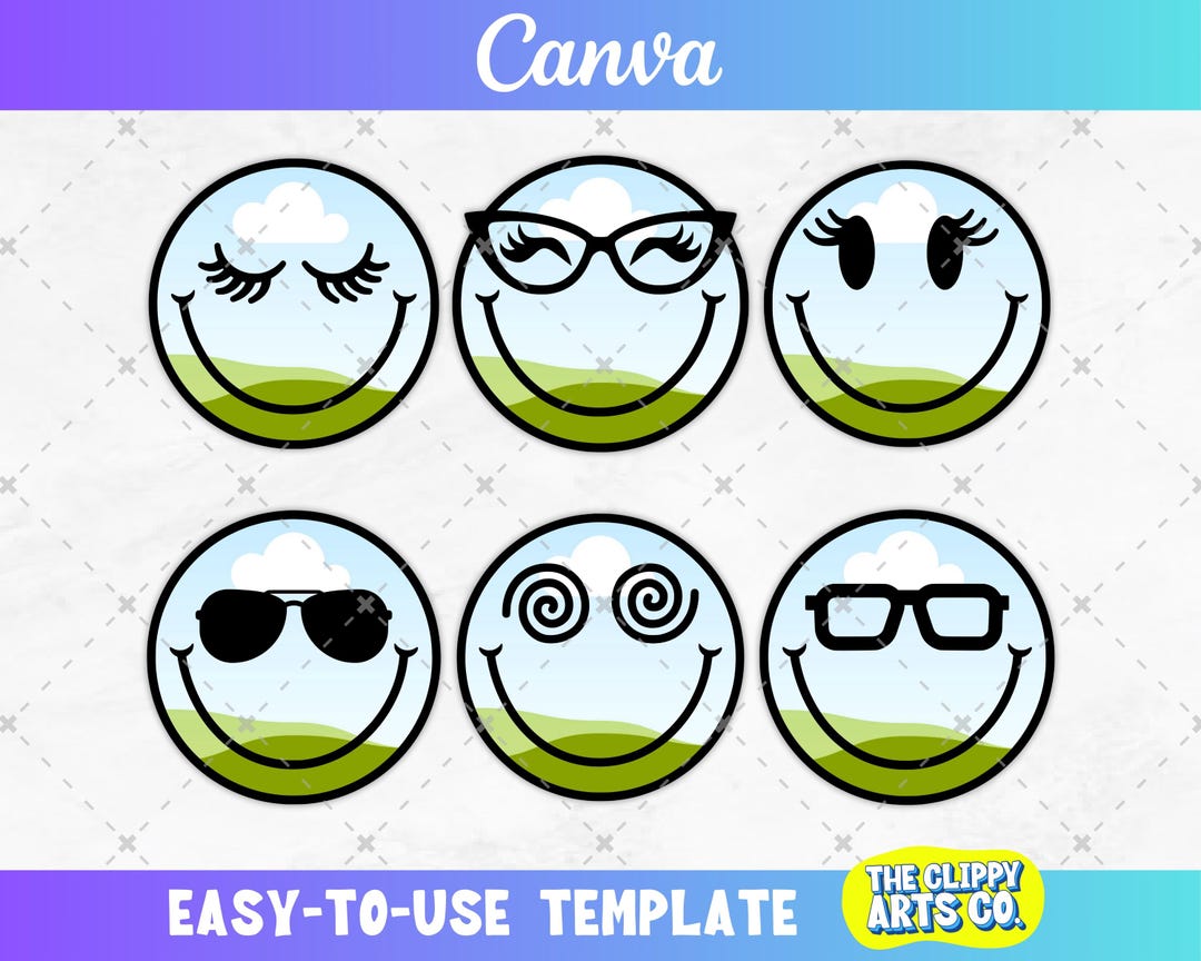 Smiley Face Canva Frame, Canva Doodle Frame, Canva Editable, Frames for ...