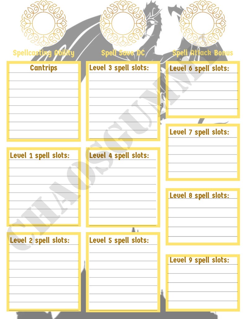Dragon Themed Digital Character Sheet - Etsy