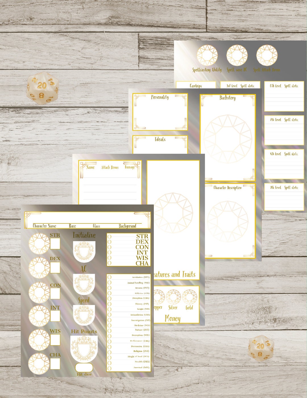 Shining Light Themed Digital Character Sheet - Etsy