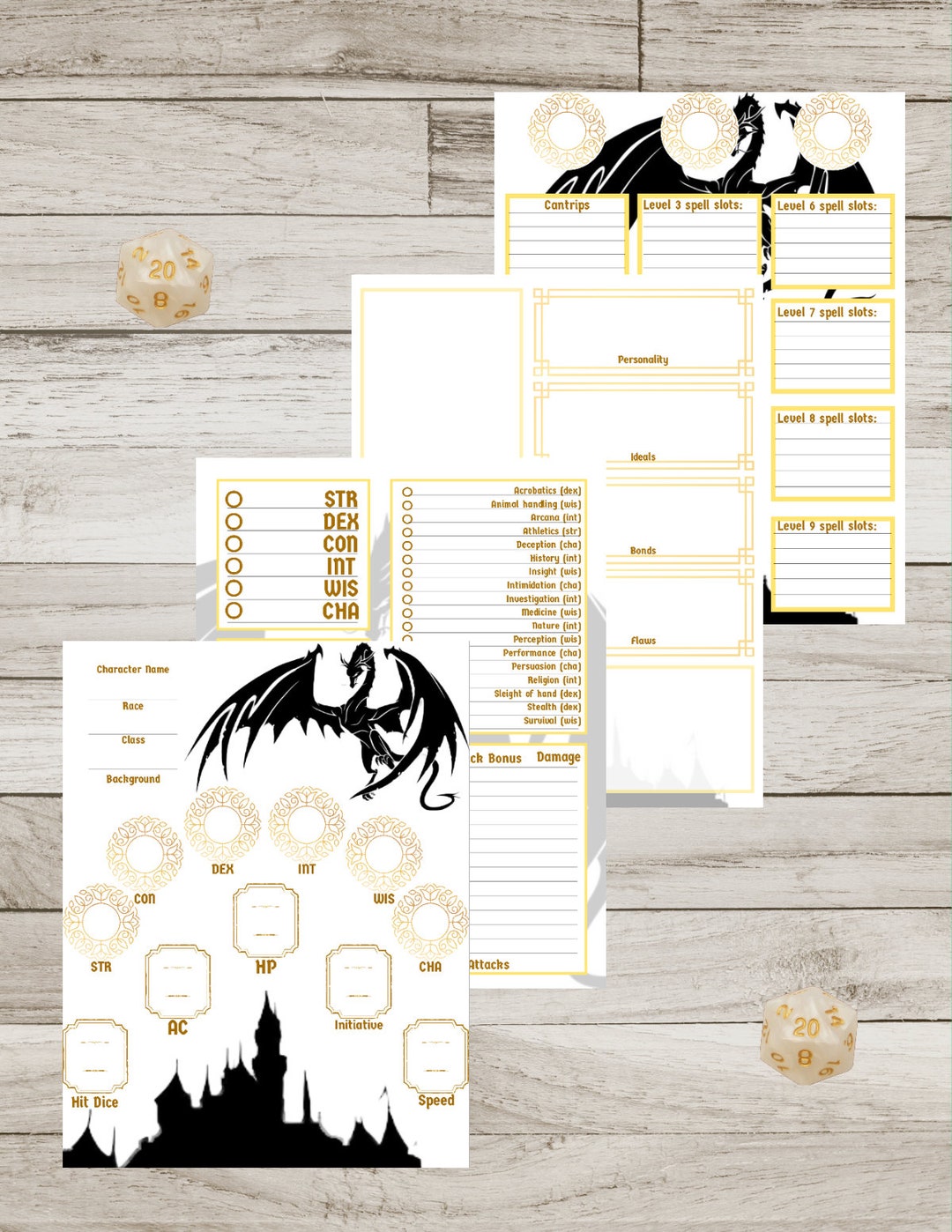Dragon Themed Digital Character Sheet - Etsy