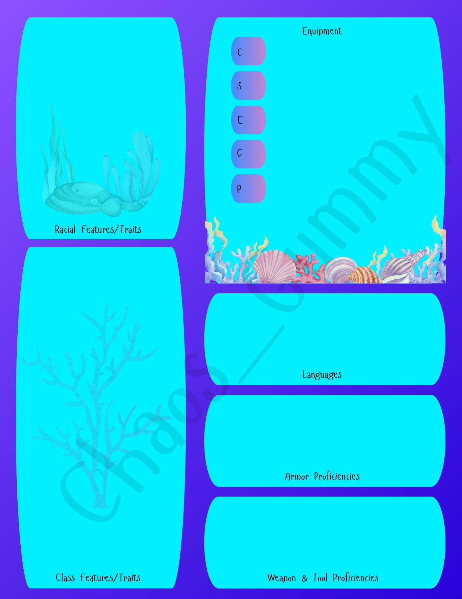 Ocean Themed 5e Character Sheet - Etsy