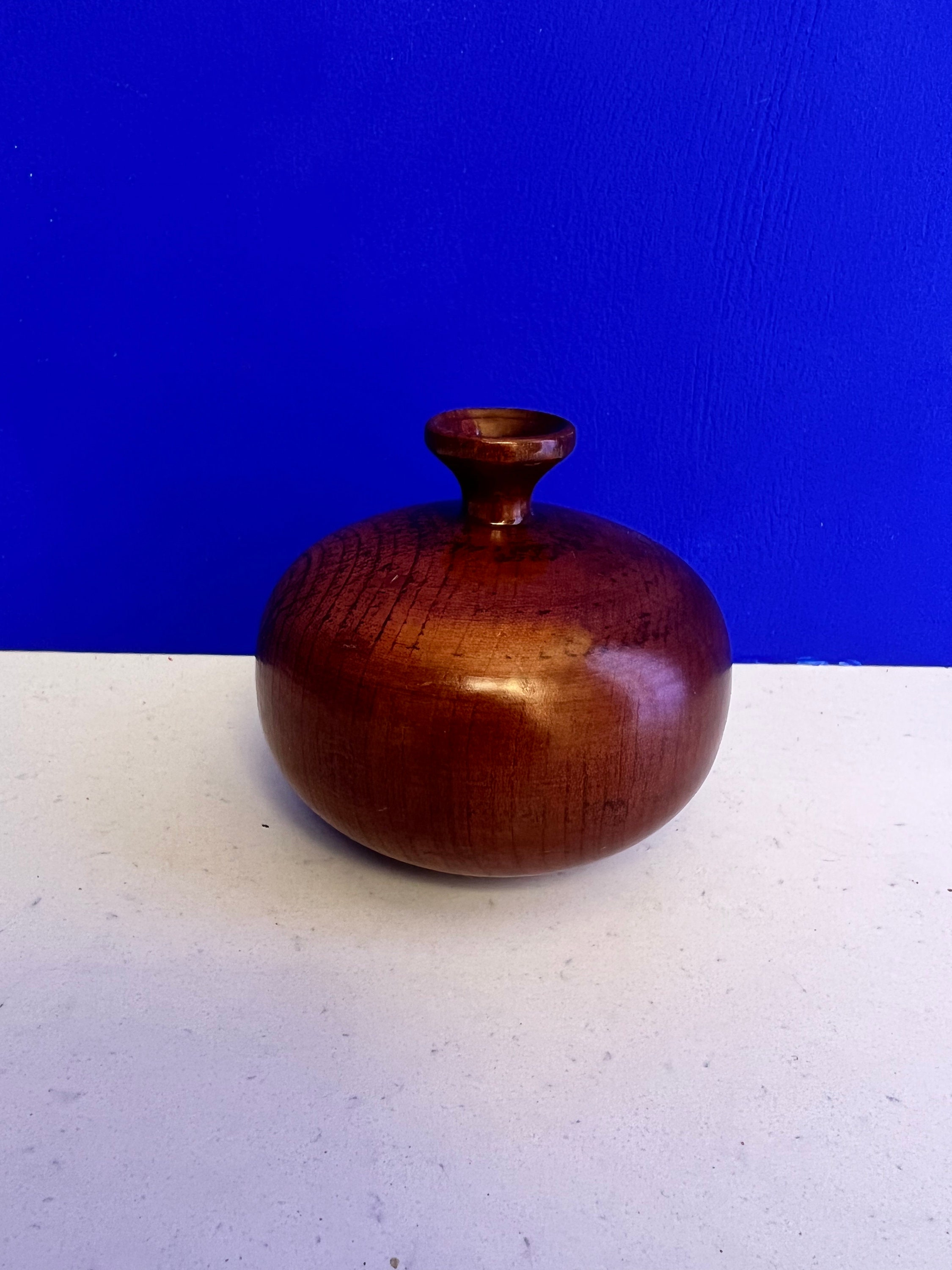 Rosewood Ovaloid Hallow-form Bud Vase MCM Vessel With Narrow Neck ...