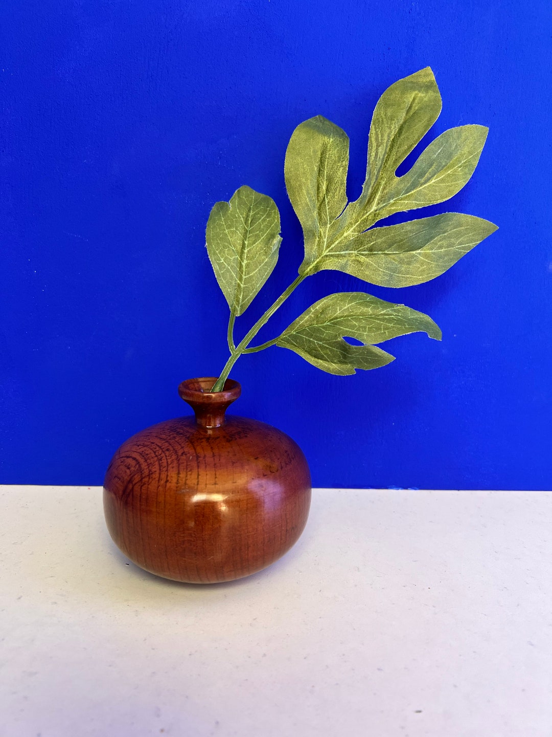 Rosewood Ovaloid Hallow-form Bud Vase MCM Vessel With Narrow Neck ...