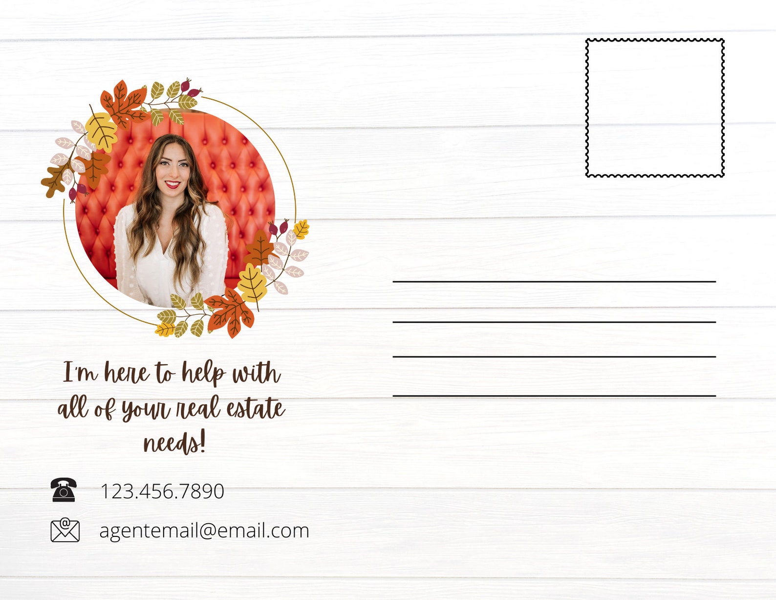 Real Estate Double Sided Postcard/template/pumpkin Spice - Etsy